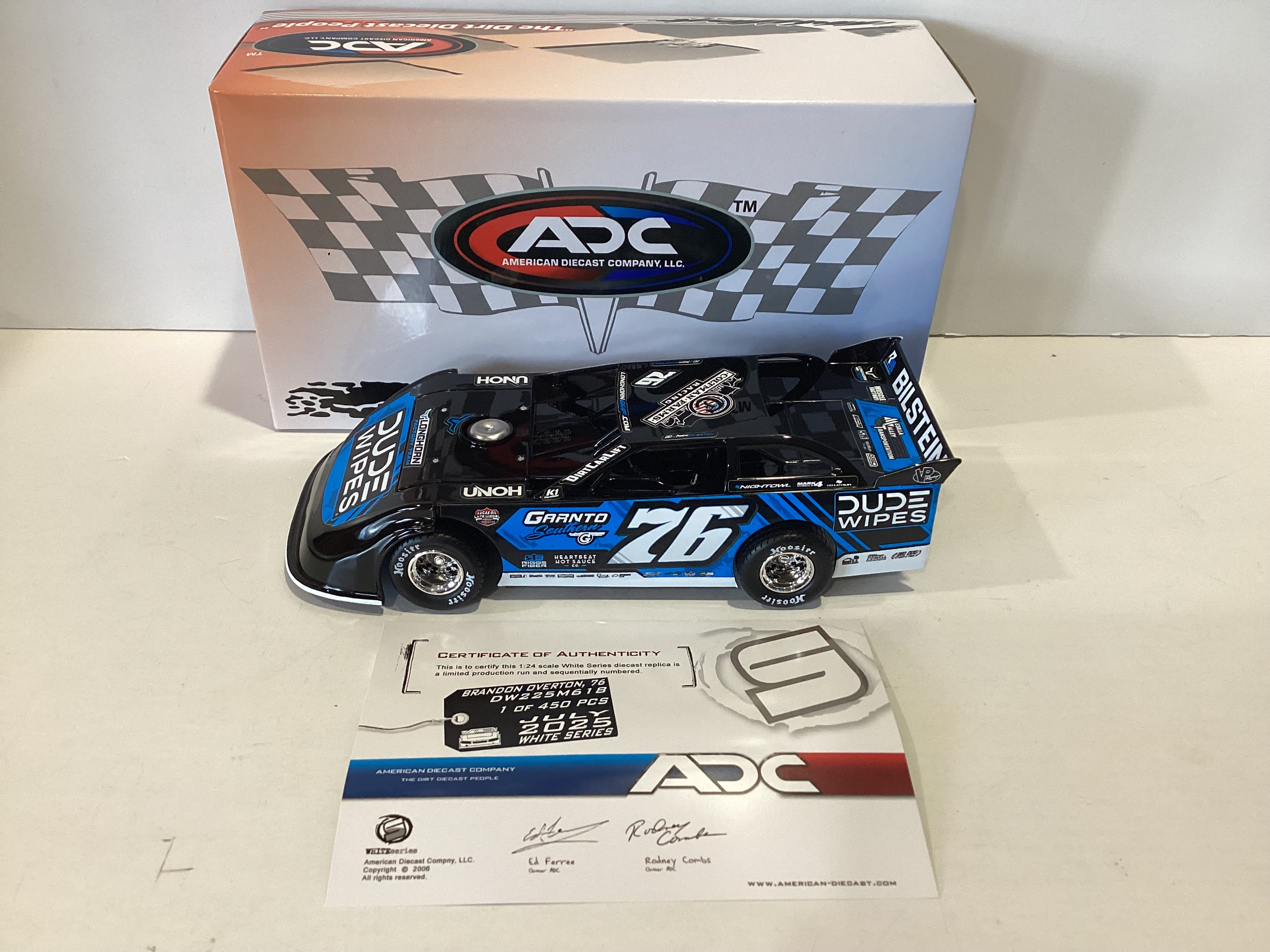 1/24 ADC Brandon Overton #76 Dude Wipes 2025 Dirt Late Model – Sink's ...